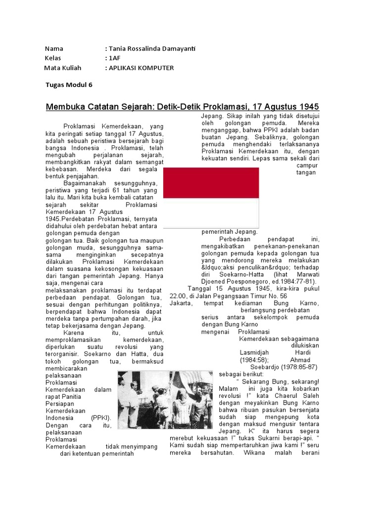 Detik-Detik Proklamasi 17 Agustus 1945 | PDF | Sejarah | Agama ...