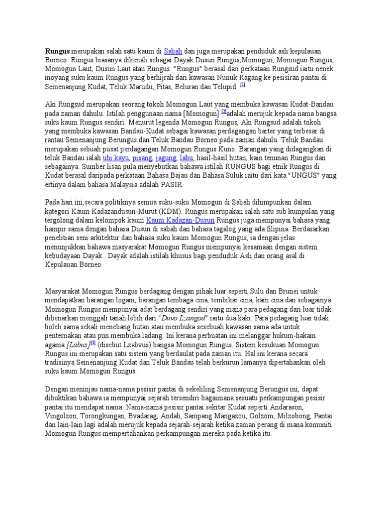 Suku Kaum Rungus | PDF