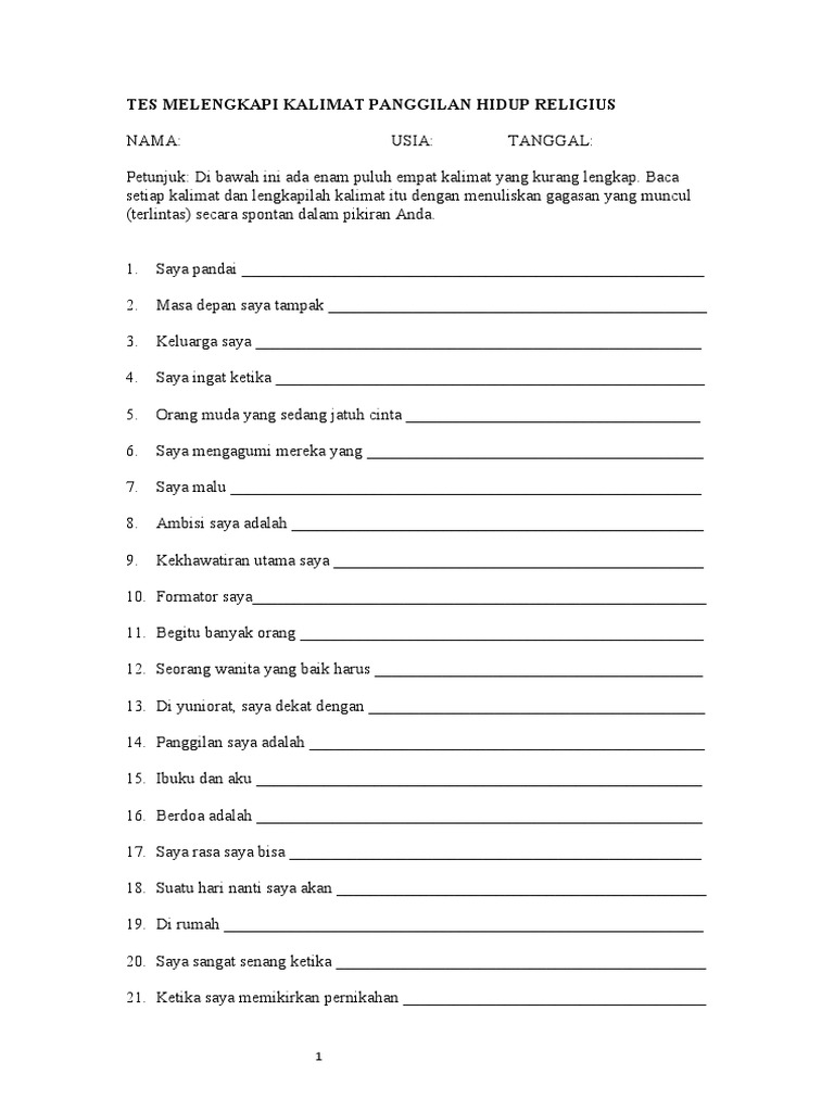 Tes Melengkapi Kalimat | PDF