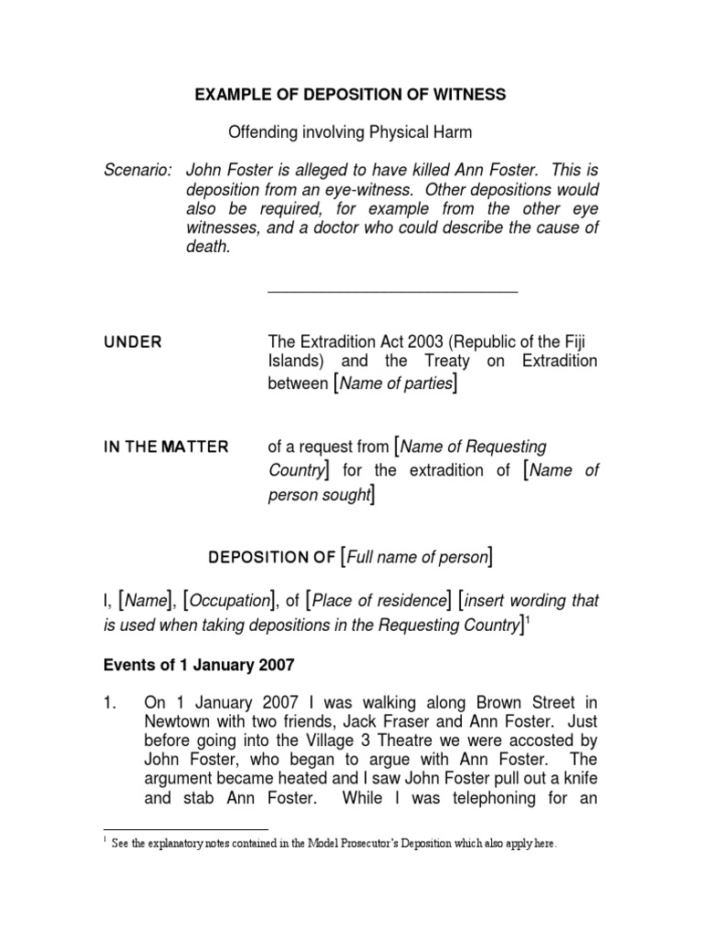 Model-Deposition-Witness | PDF | Deposition (Law) | Witness