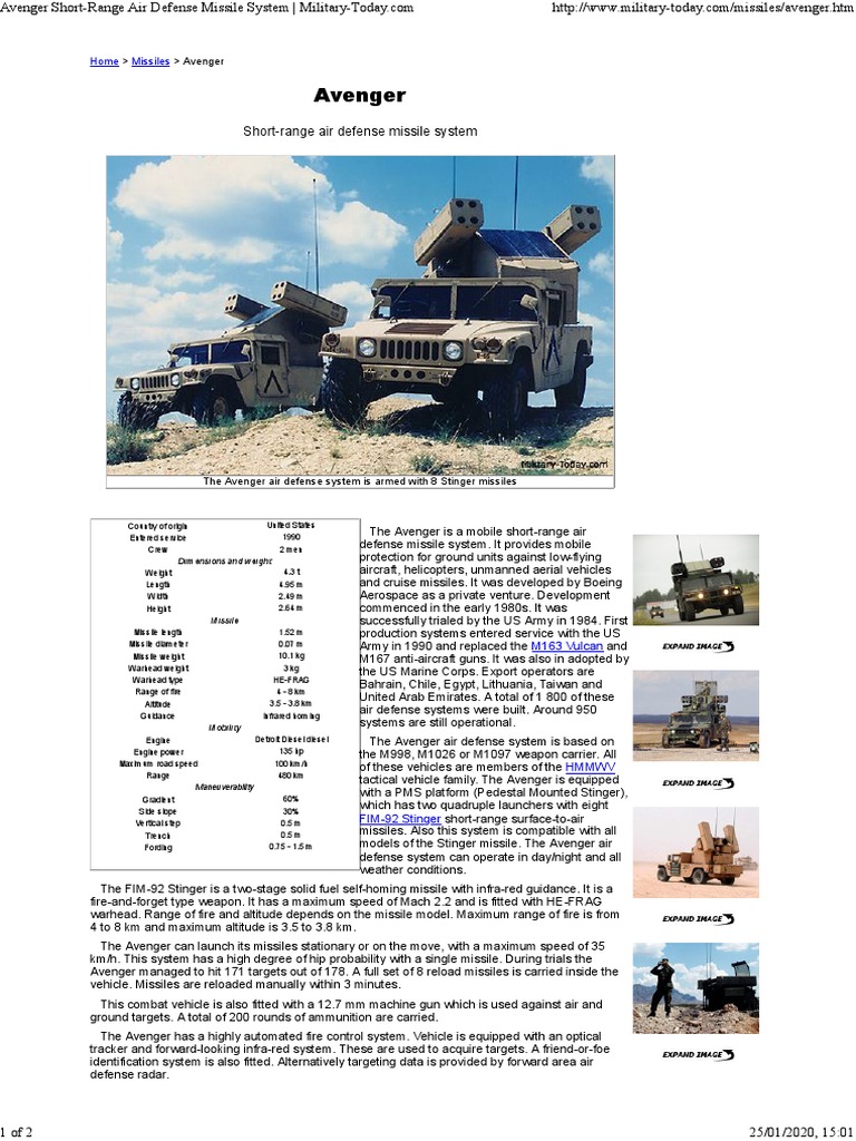 AN TWQ-1 Avenger US Missile | PDF | Anti Aircraft Warfare | Missile