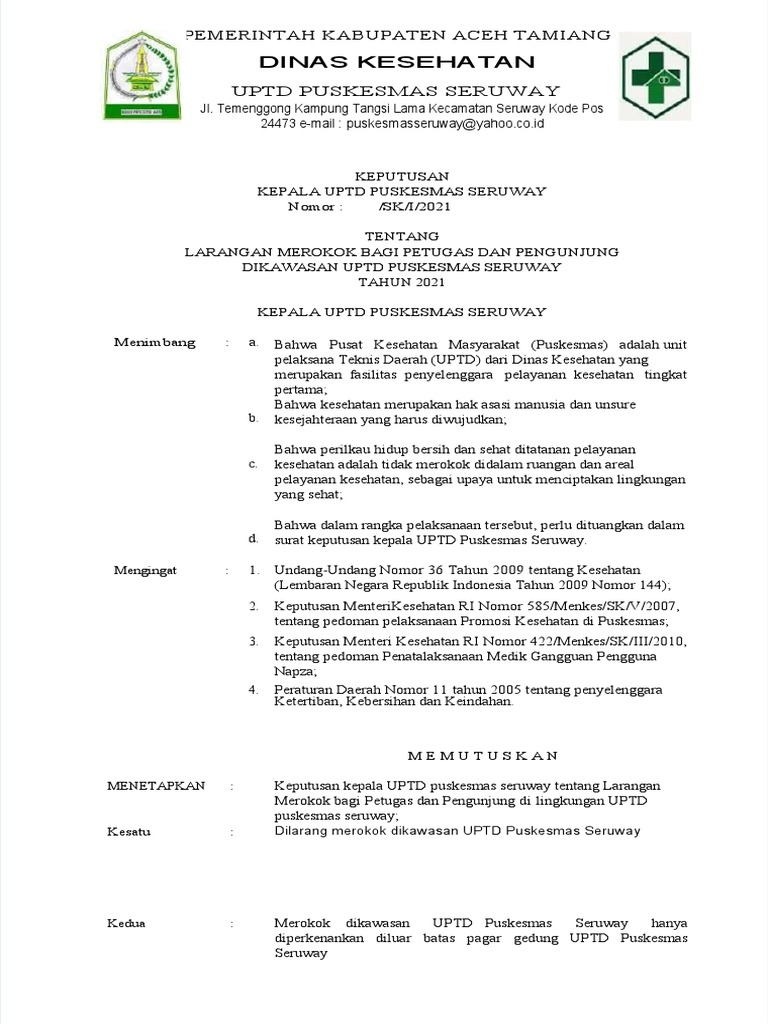 PDF SK Larangan Merokok - Compress Dikonversi | PDF | Pengembangan Diri