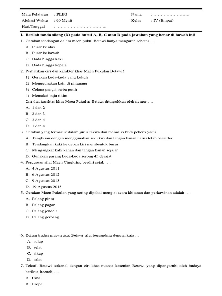 Latihan Soal PLBJ | PDF | Seni