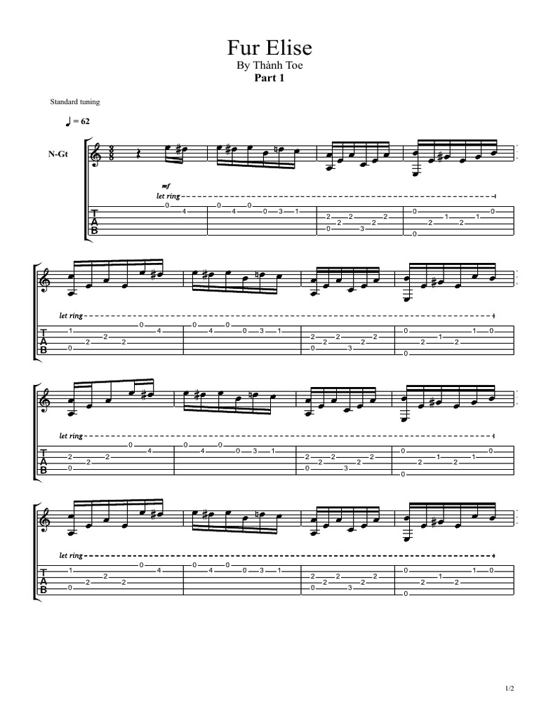 Fur Elise (Guitar Tab) | PDF | Guitar Family Instruments | Guitars