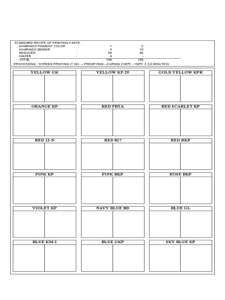 Standard recipe for printing paste | PDF | Color | Image Processing