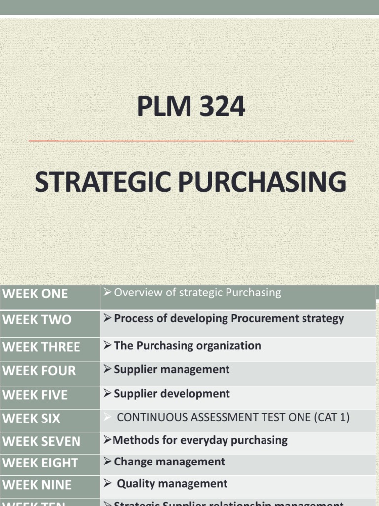Strategic Purchasing | PDF | Strategic Management | Procurement