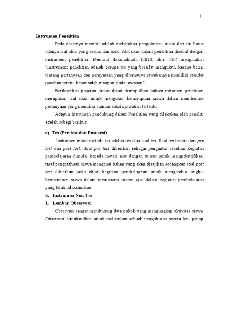 Format Instrumen Penelitian PTK | PDF