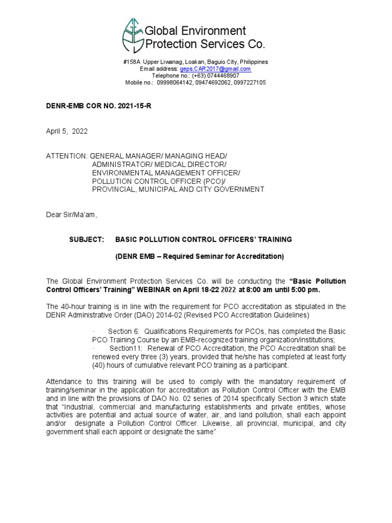 Basic PCO Training Invite | PDF