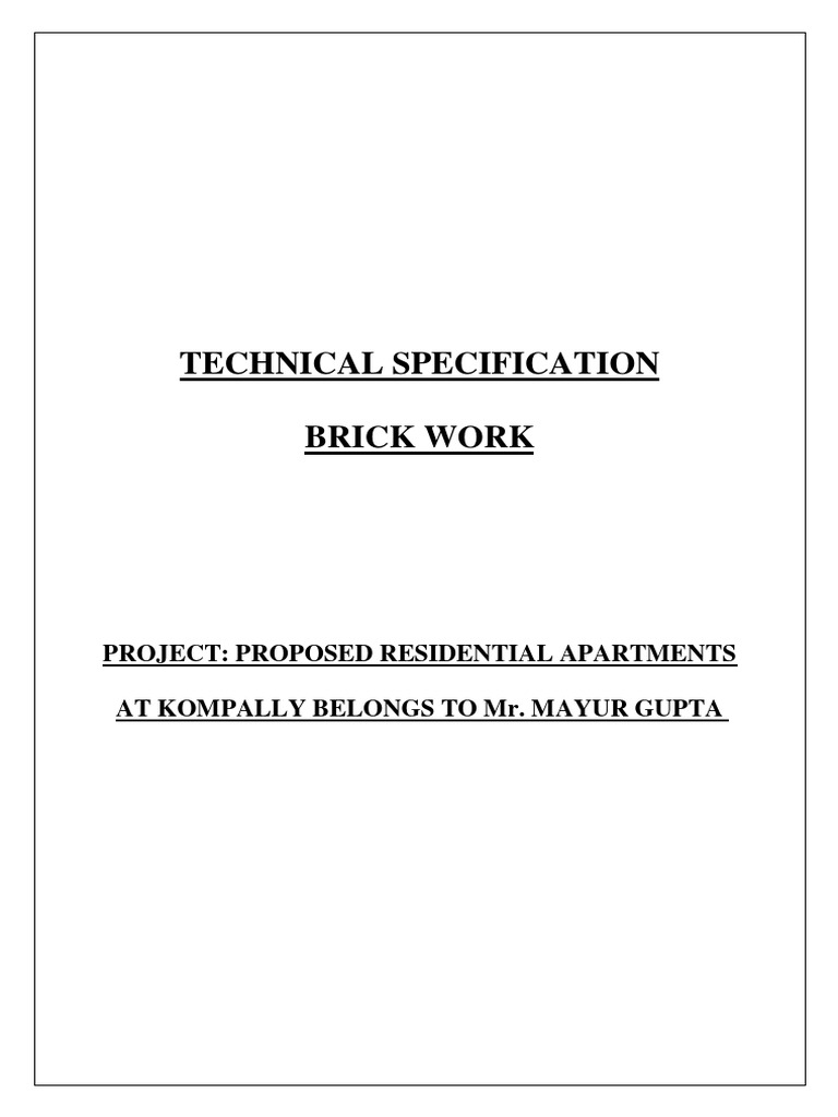 Brick Work Technical Specifications | PDF | Brick | Masonry