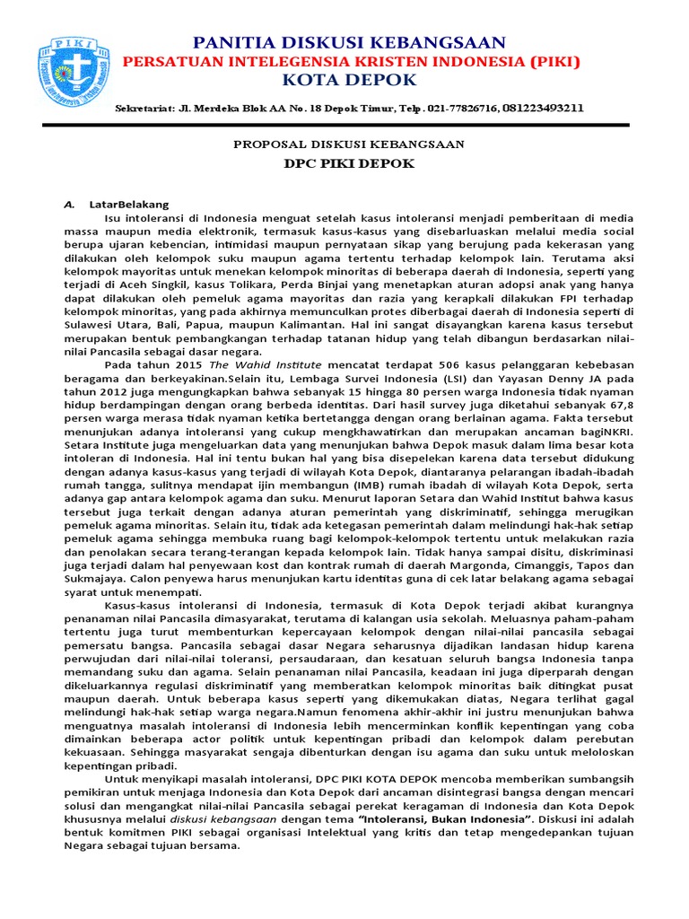 2017 Proposal Diskusi Kebangsaan Piki 101017 | PDF