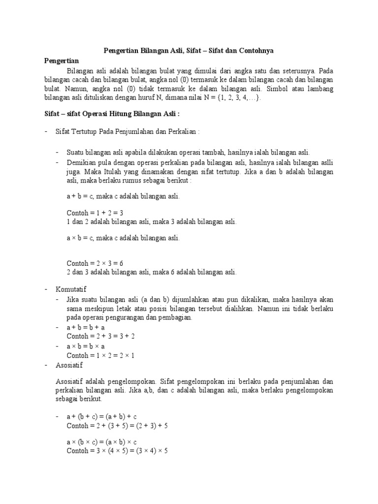 Operasi Bilangan Asli | PDF