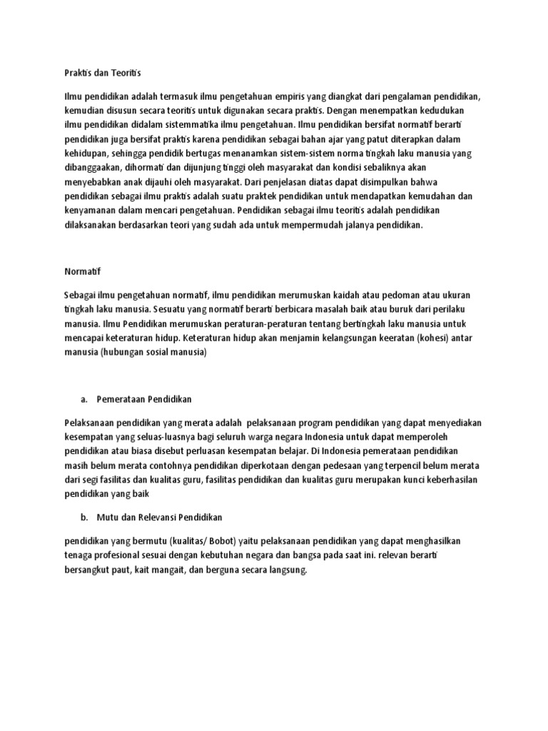 Praktis Dan Teoritis | PDF