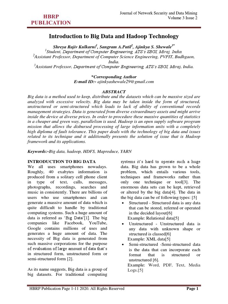 Big Data and Hadoop: An Introduction to the Technologies and Challenges ...