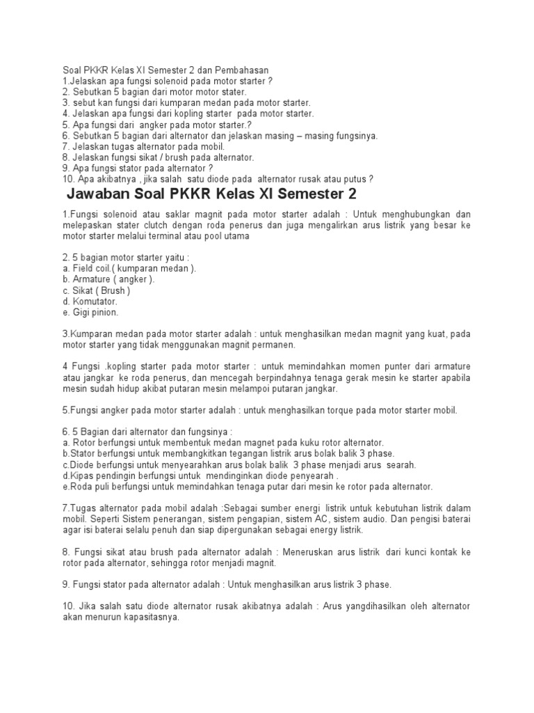 Soal PKKR Kelas XI Semester 2 Dan Pembahasan | PDF
