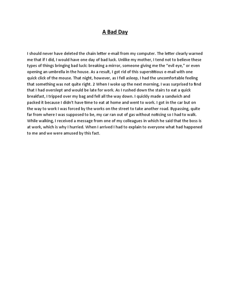 A Bad Day | PDF