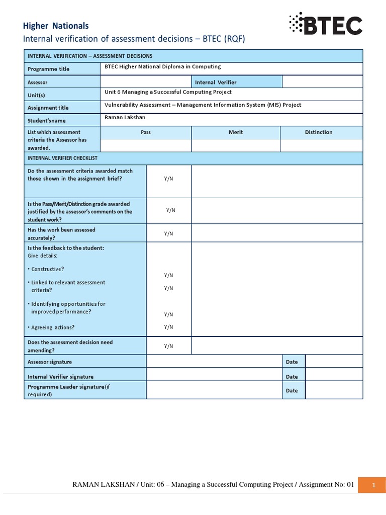 Unit 6 Managing A Successful Computing Project | PDF | Information ...