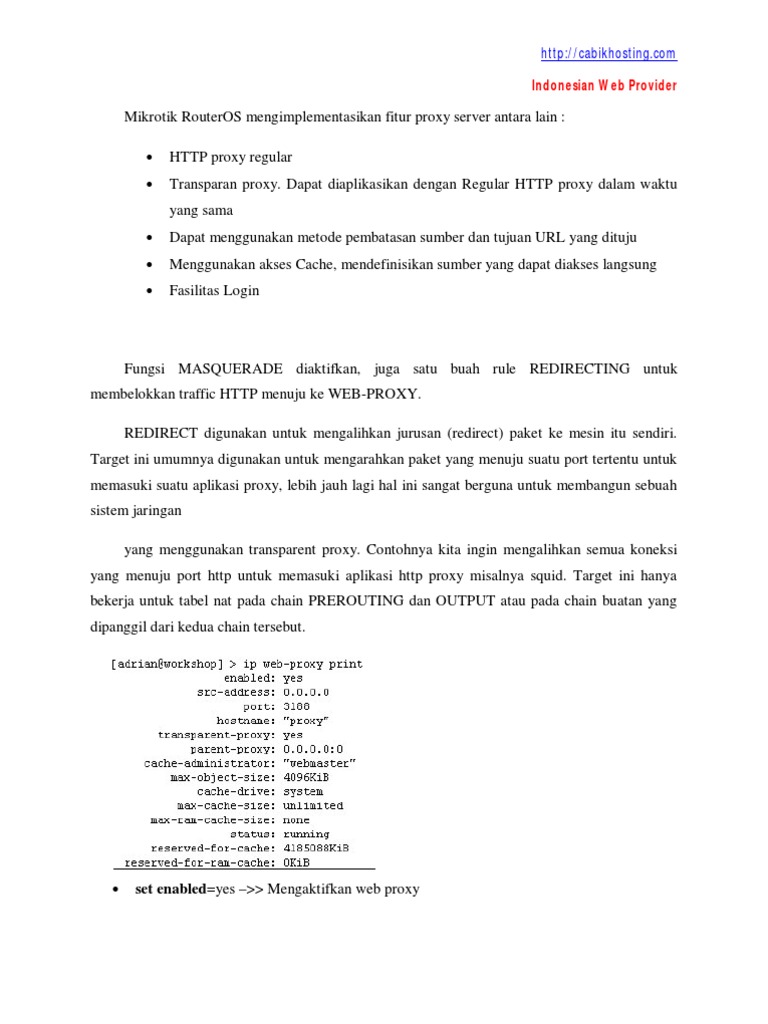 Web Proxy Mikrotik | PDF | Komputer
