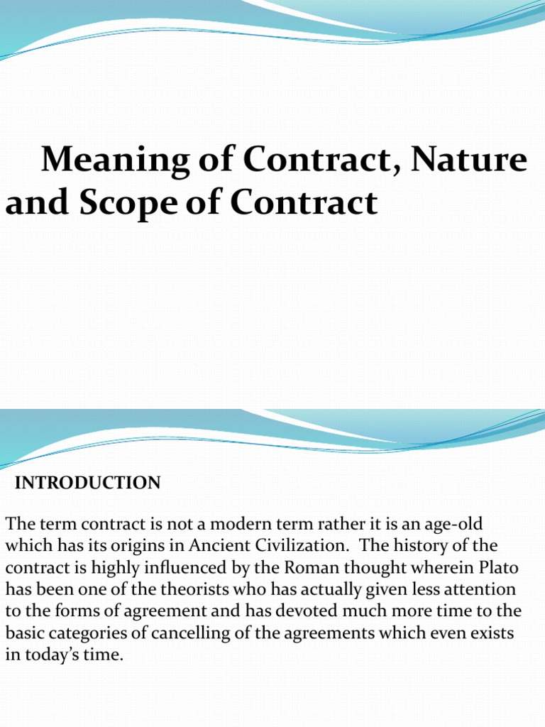 Meaning of Contract, Nature and Scope of Contract | PDF | Law Of ...