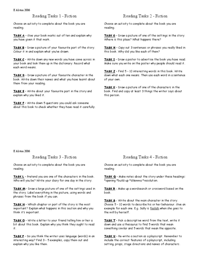 Guided Reading Task Cards | PDF | Adverb | Linguistics