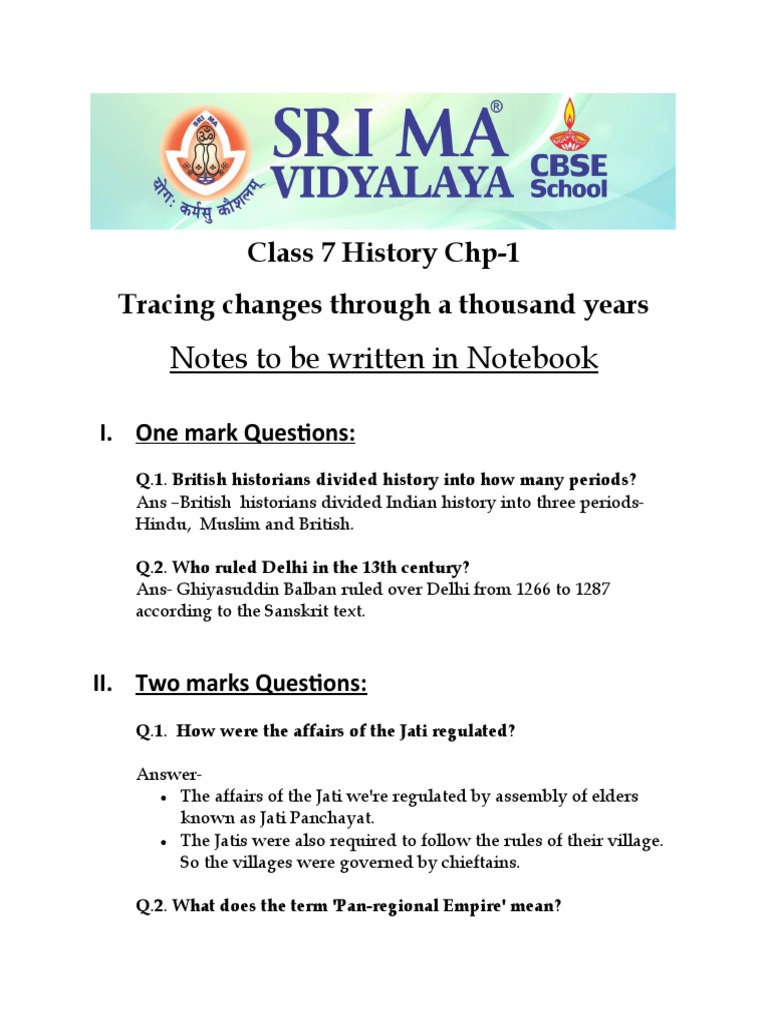 Class 7 History CHP 1 NOTES | PDF | Mughal Empire | South Asia