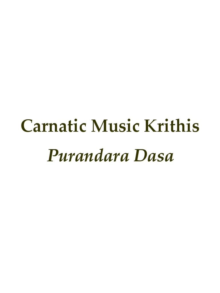 Carnatic Music Krithis - Purandara Dasa | PDF | Vishnu | Krishna