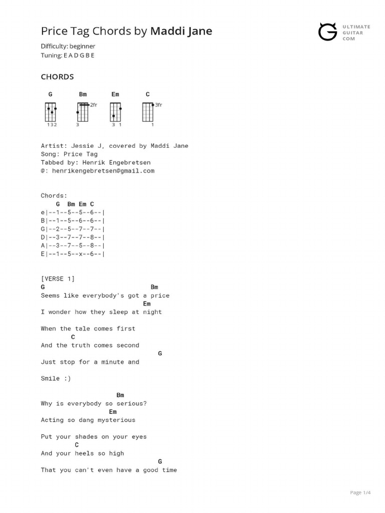 Price Tag Chords | PDF