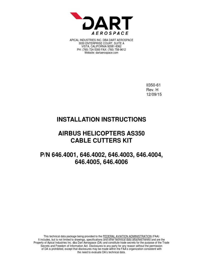Installation Instructions Airbus Helicopters As350 Cable Cutters Kit P ...