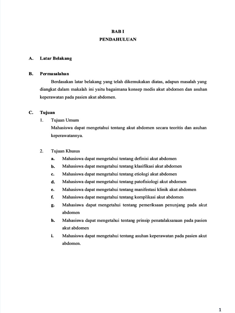 PDF Bab I II Dan III Askep Akut Abdomen - Compress | PDF