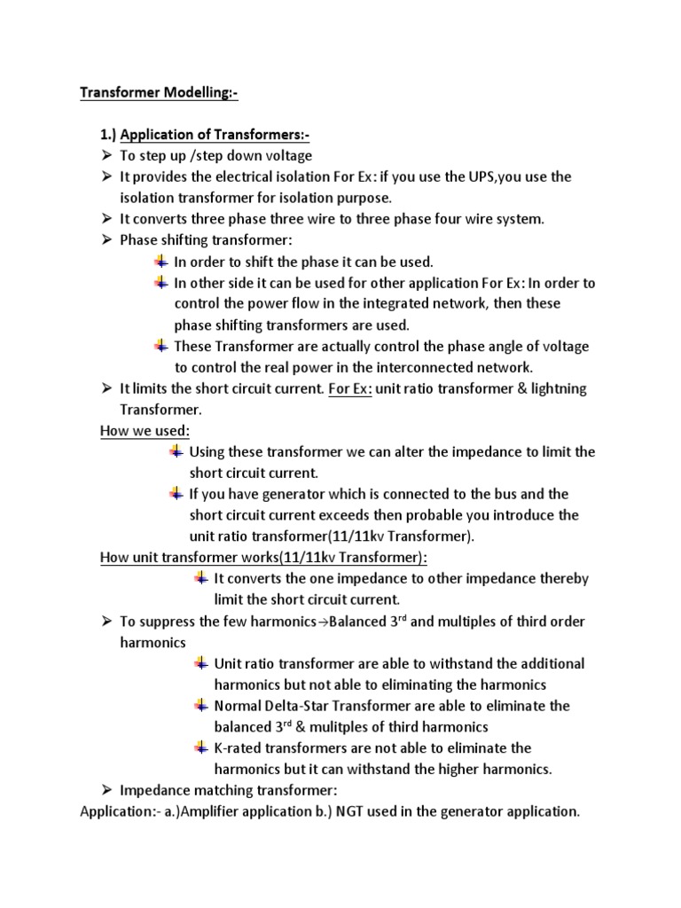 Transformer Modelling:-1.) Application of Transformers | PDF ...