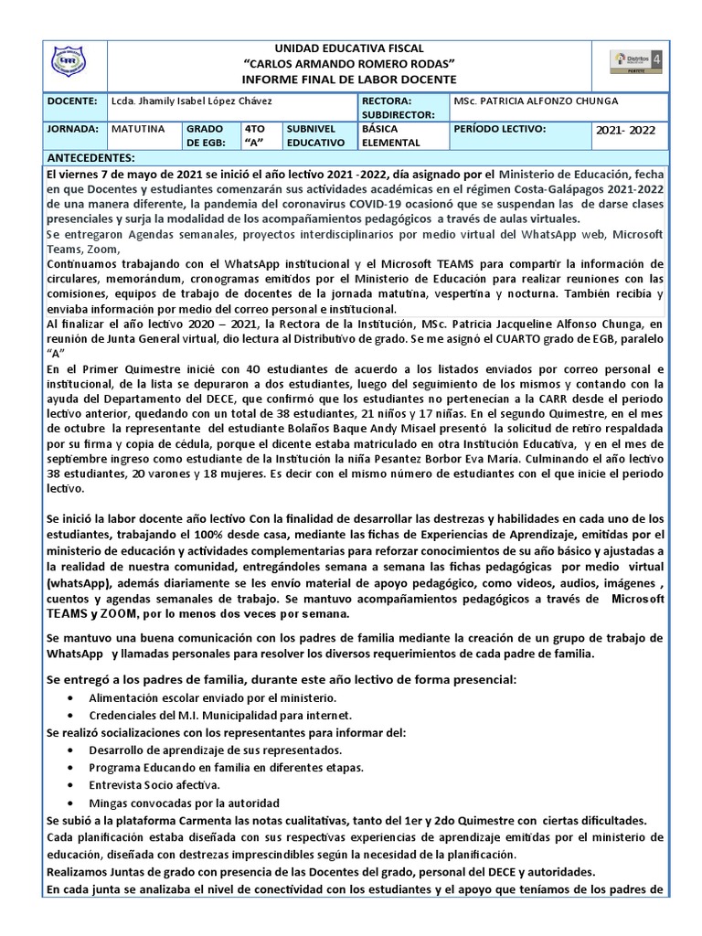 INFORME FINAL DE LABOREs | PDF