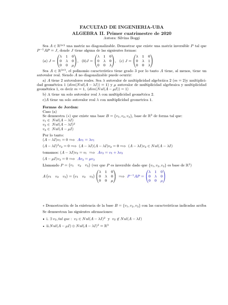 Formas de Jordan y diagonalización de matrices 3x3 | PDF | Valores ...
