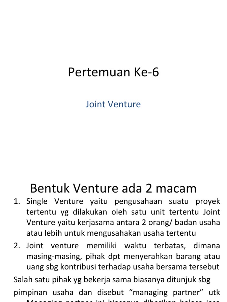Pertemuan Ke 6 Joint Venture. | PDF