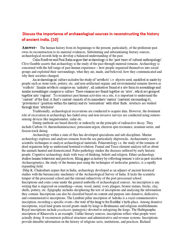 Discuss The Importance of Archaeological Sources in Reconstructing The ...