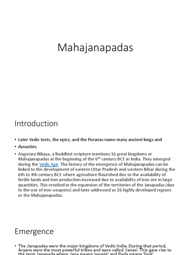 16 Mahajanapadas | PDF | South Asia | Ancient India