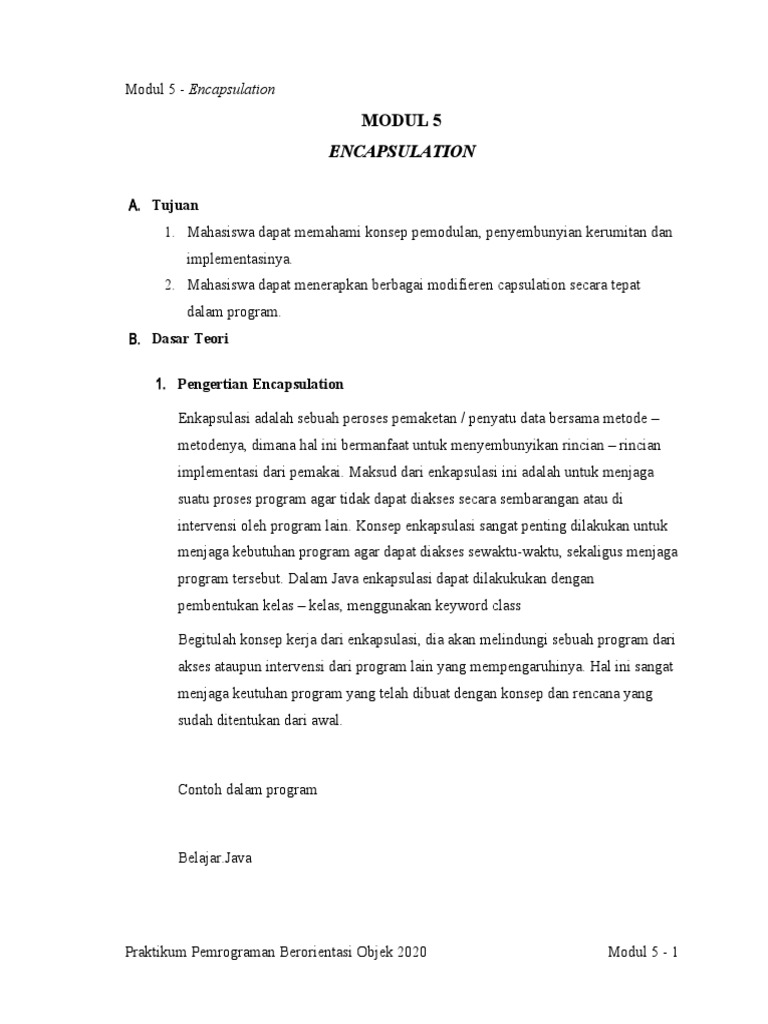 MODUL 5 (Encapsulation) | PDF