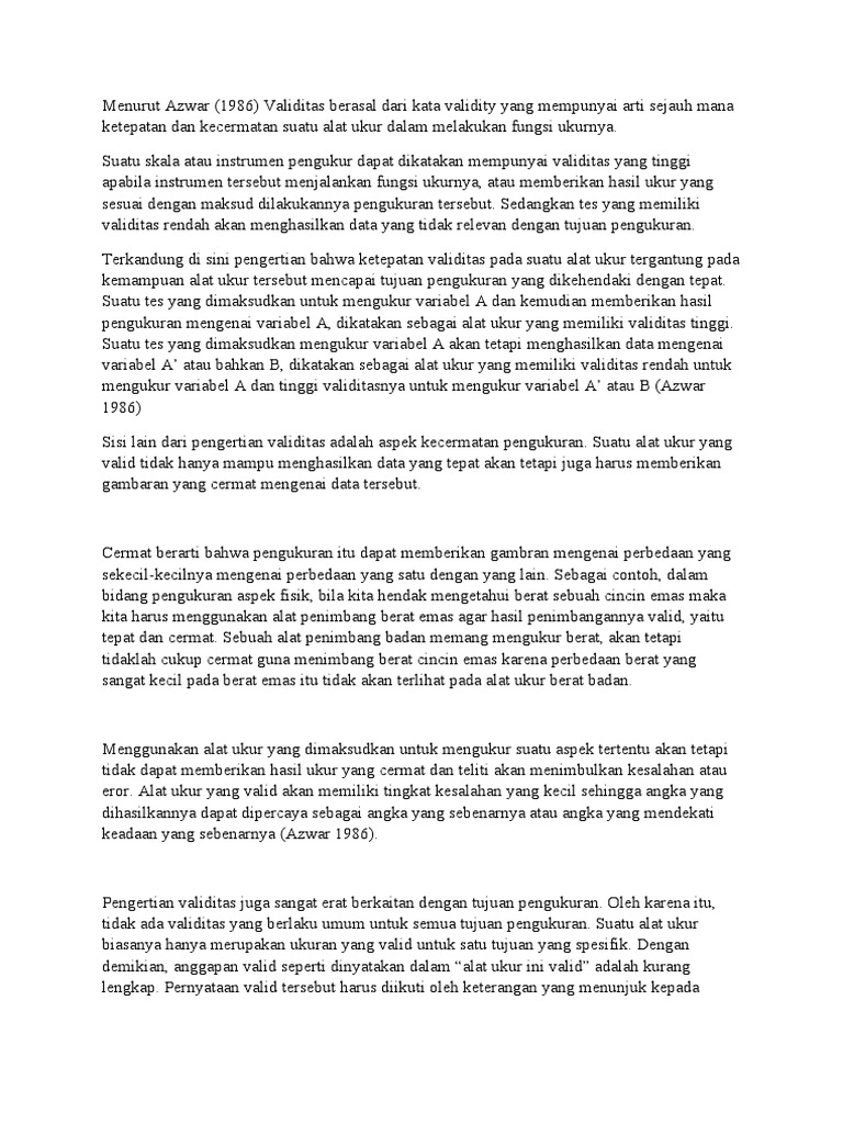 Pengertian Validitas | PDF | Karier & Perkembangan
