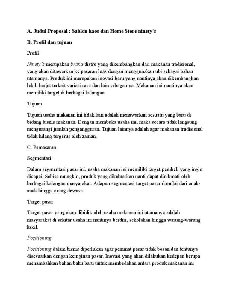 Proposal Usaha Sablon | PDF