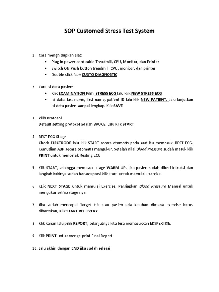 STRESS TEST PROTOCOL | PDF