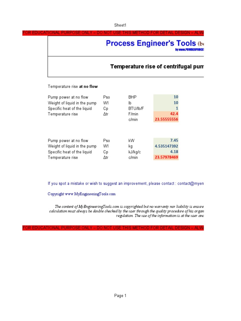 Temperature Rise of Centrifugal Pumps at No Flow and Low Flow | PDF ...
