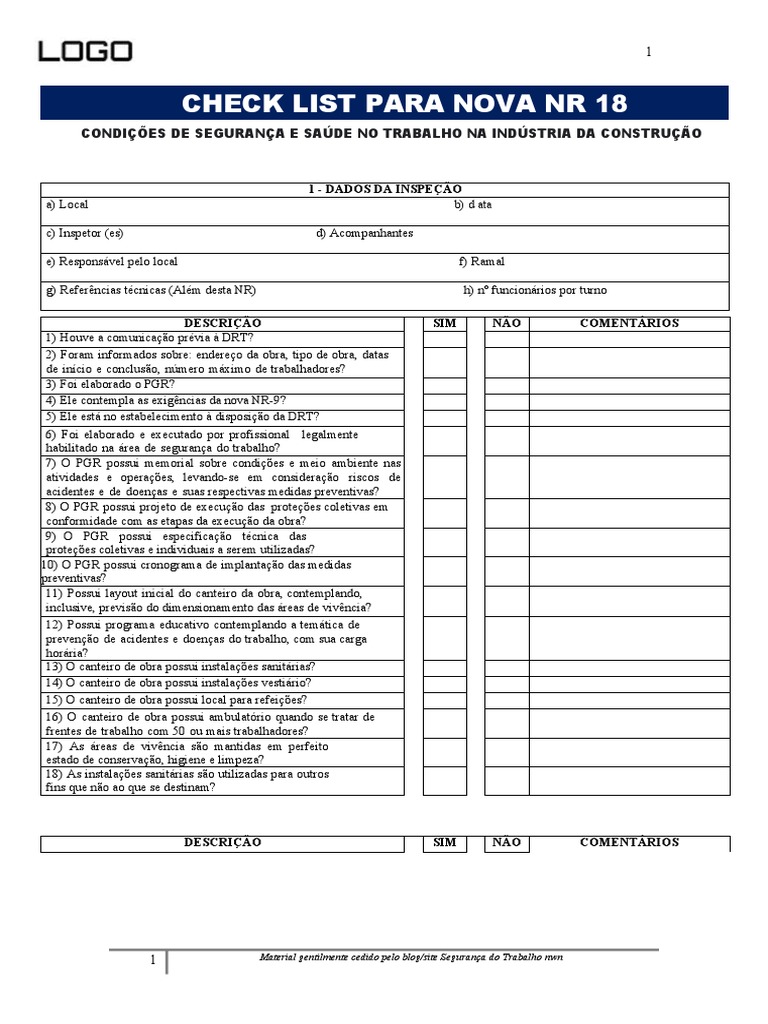 Check List para Nova NR 18 | PDF | Fiação elétrica | Fusível (elétrico)