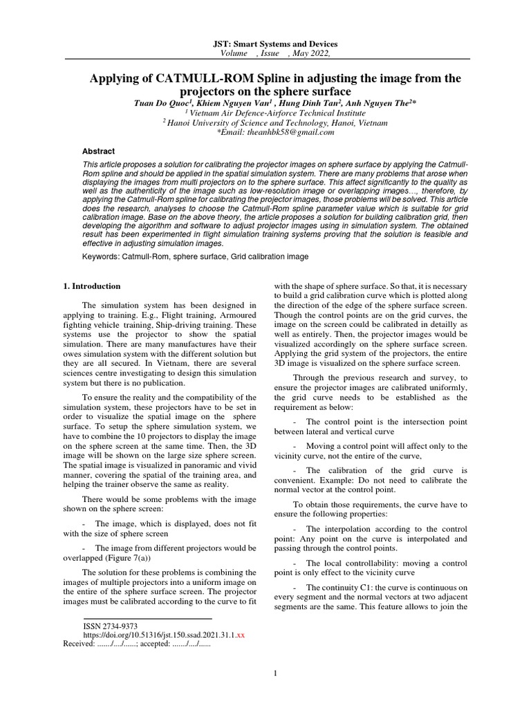 Applying of CATMULL-ROM Spline in Adjusting The Image From The Projector On The Sphere Surface ...