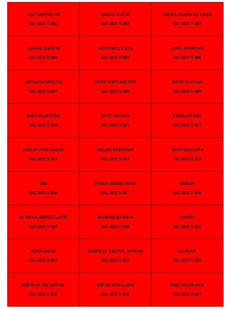Label Tempat Duduk US 2022 | PDF