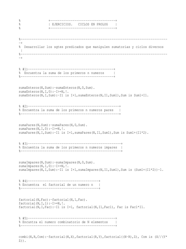 Ciclos en Prolog (Programacion Logica y Funcional) | PDF | Áreas de ...