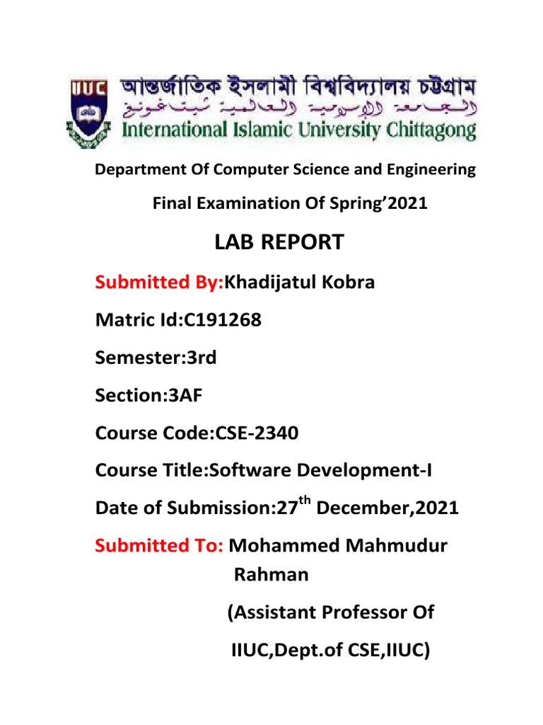 Lab Report: Submitted by | PDF | Software Development Process ...