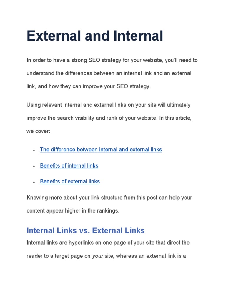 Internal and External Links | PDF | Hyperlink | Search Engine Optimization
