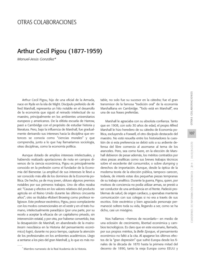 Arthur Cecil Pigou | PDF | Exterioridad | Oferta (economía)