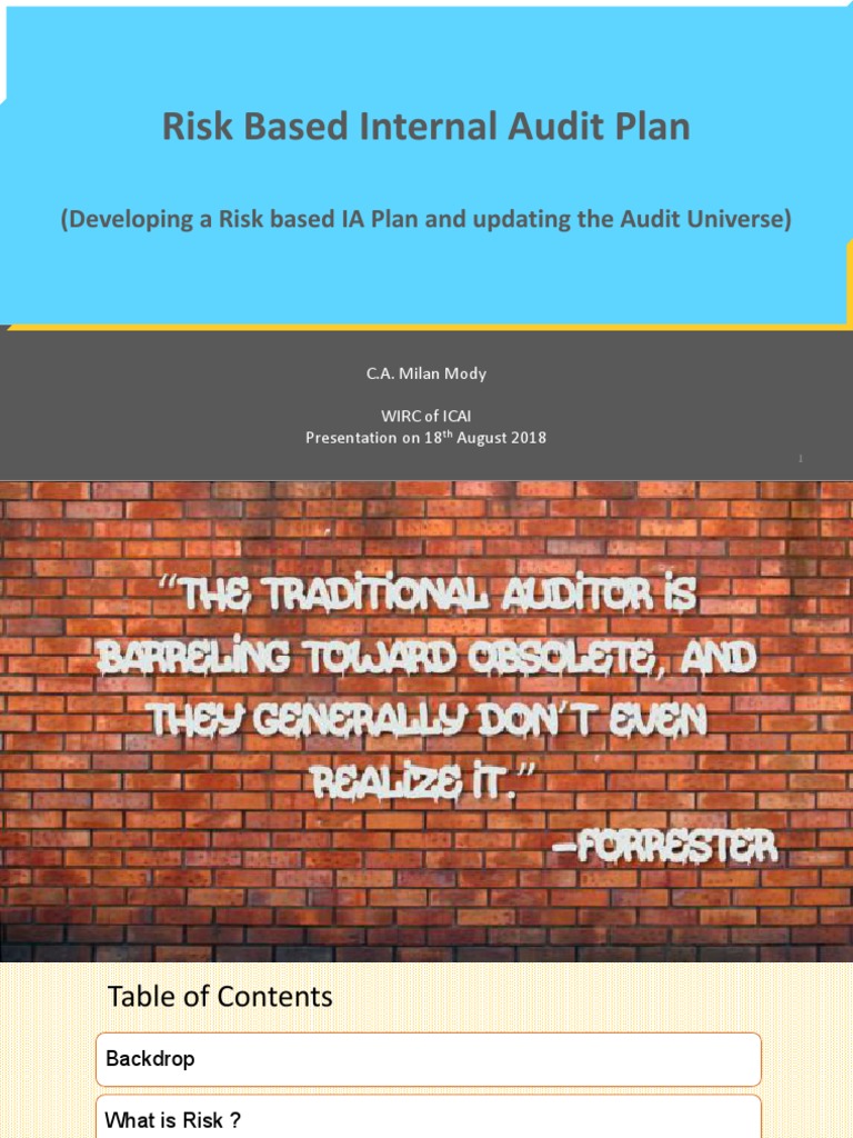 Developing A Risk Based IA Plan and Updating The Audit Universe | PDF ...