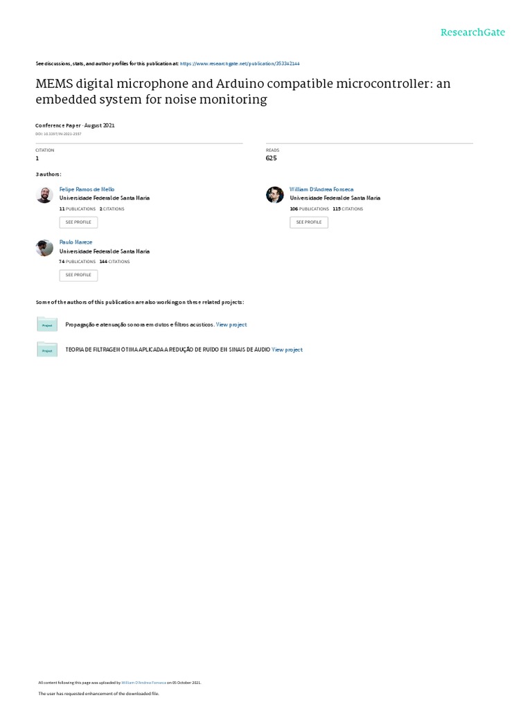 MEMS Digital Microphone and Arduino Compatible Microcontroller: An ...