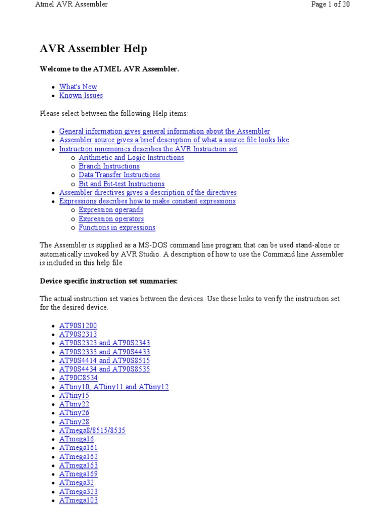 eBook - Atmel Avr Assembler | Assembly Language | Instruction Set