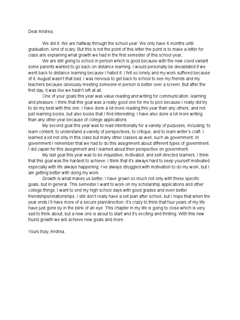 Goals Mid-Year Reflection | PDF | Cognition